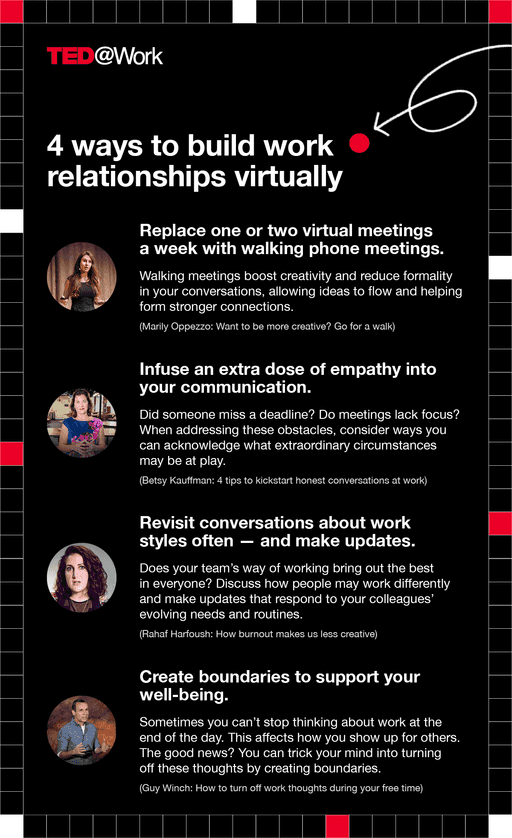 4 ways to build work relationships virtually | TED@Work